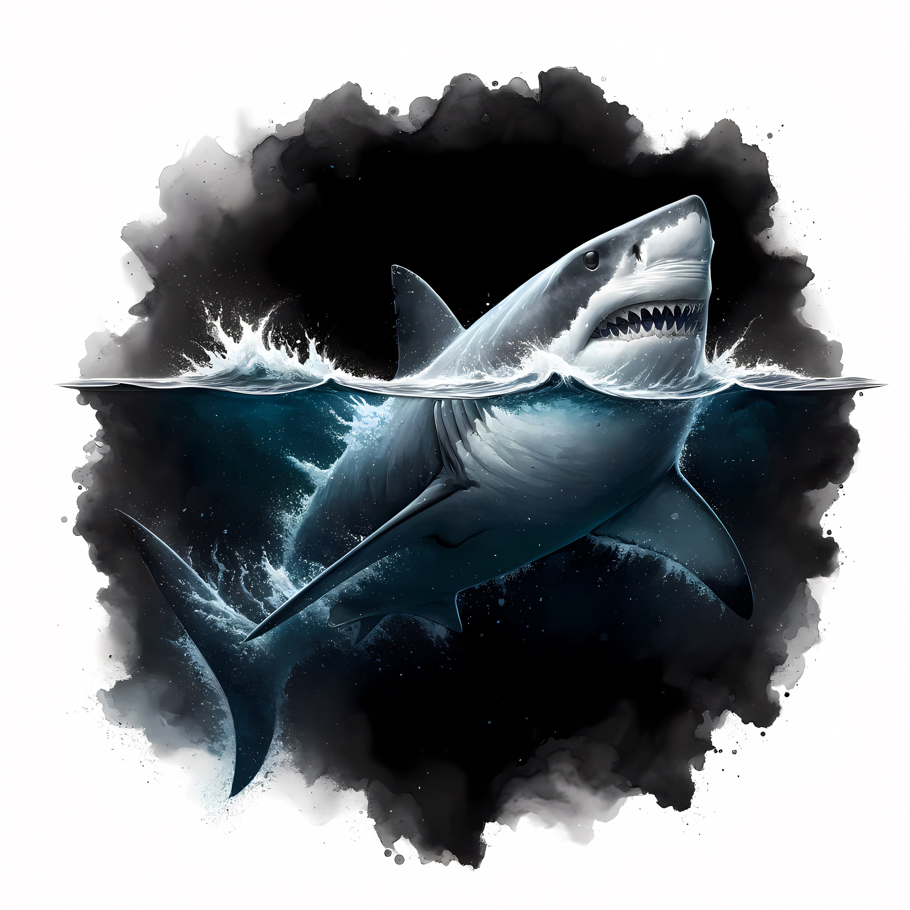Shark Clipart 12 High-quality Jpgs Majestic Shark Clipart Bundle Wall ...