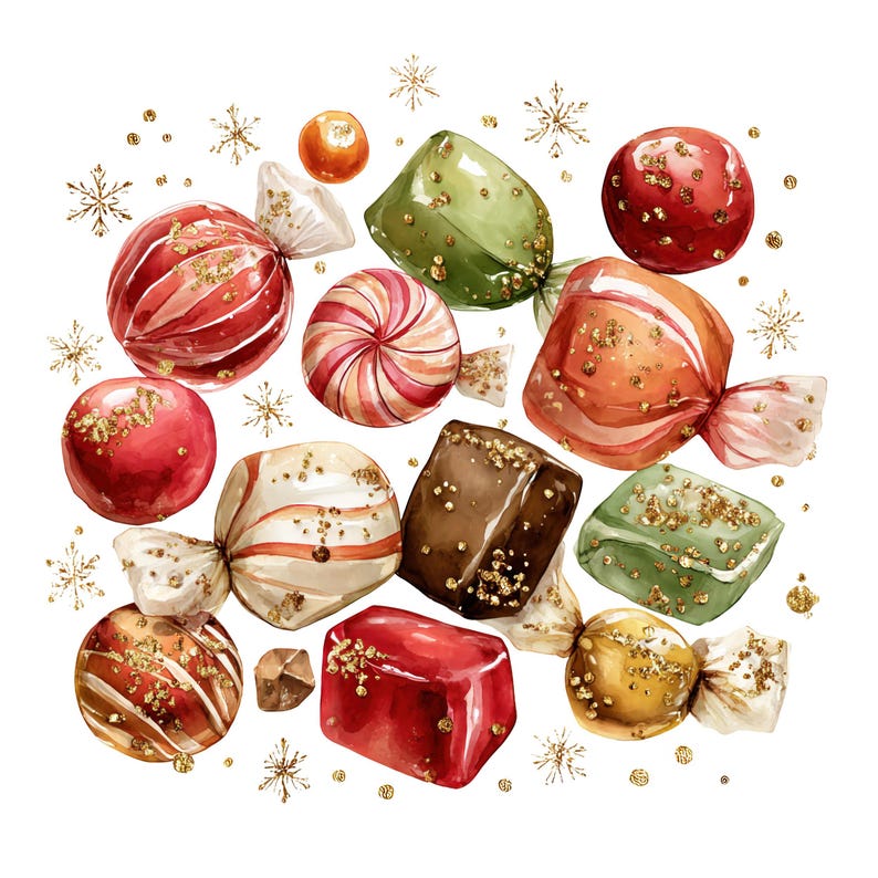 Christmas Candies Clipart | Festive Holiday Treat Graphics | Digital ...