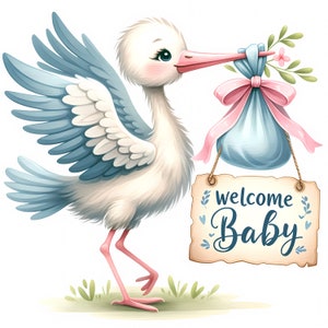 Welcome Baby Clipart: Nursery Decor, Baby Shower (commercial Use ...