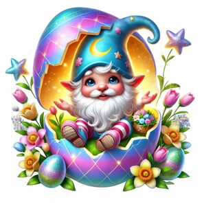 Cute Easter Gnome Clipart | 12 High-quality PNG | Easter Egg Gnome ...