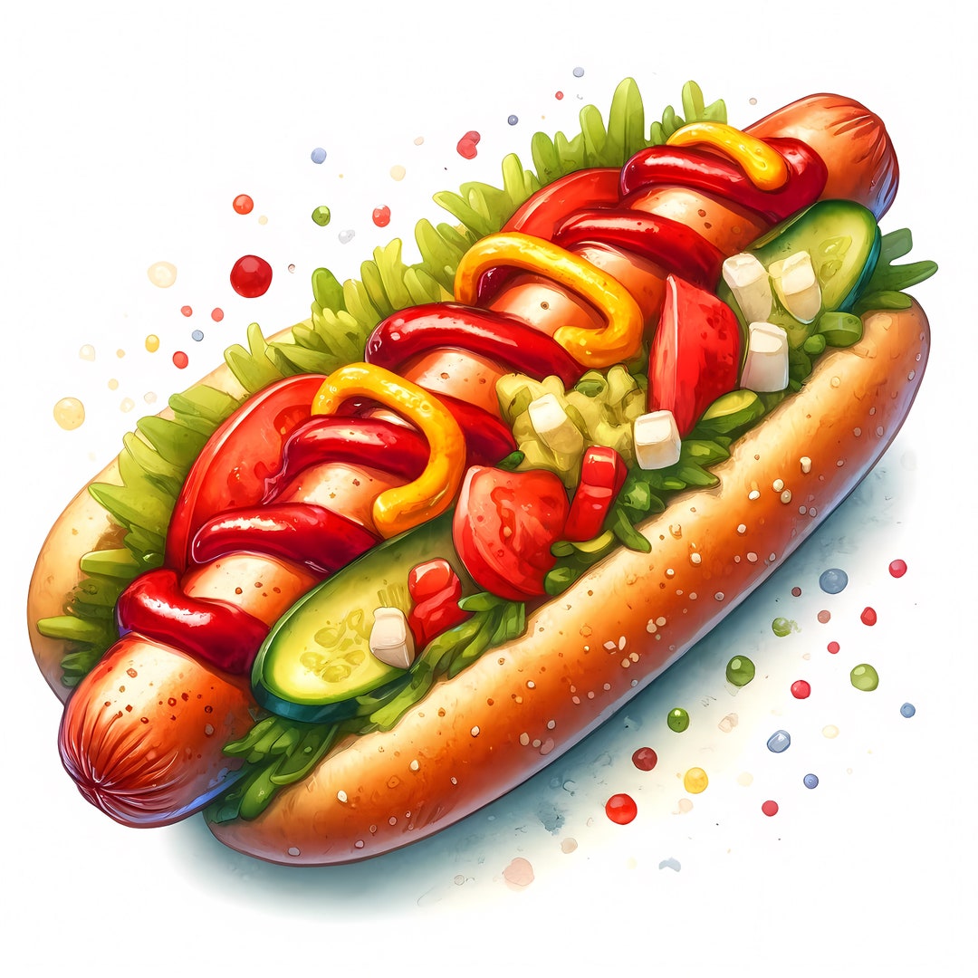Hot Dog Clipart - 10 High-quality Jpgs - Hotdog Sandwich Clipart Bundle ...