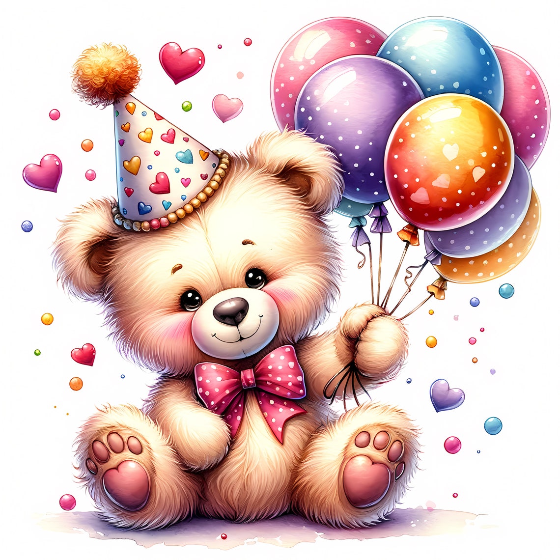 Teddy Bear Birthday Clipart 12 High-quality Jpgs Cute Teddy Bear Bundle ...