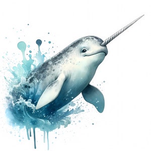 Narwhal Clipart | 12 High-quality Jpgs | Elegant Narwhal Clipart Bundle ...