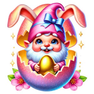 Cute Easter Gnome Clipart | 12 High-quality PNG | Easter Egg Gnome ...