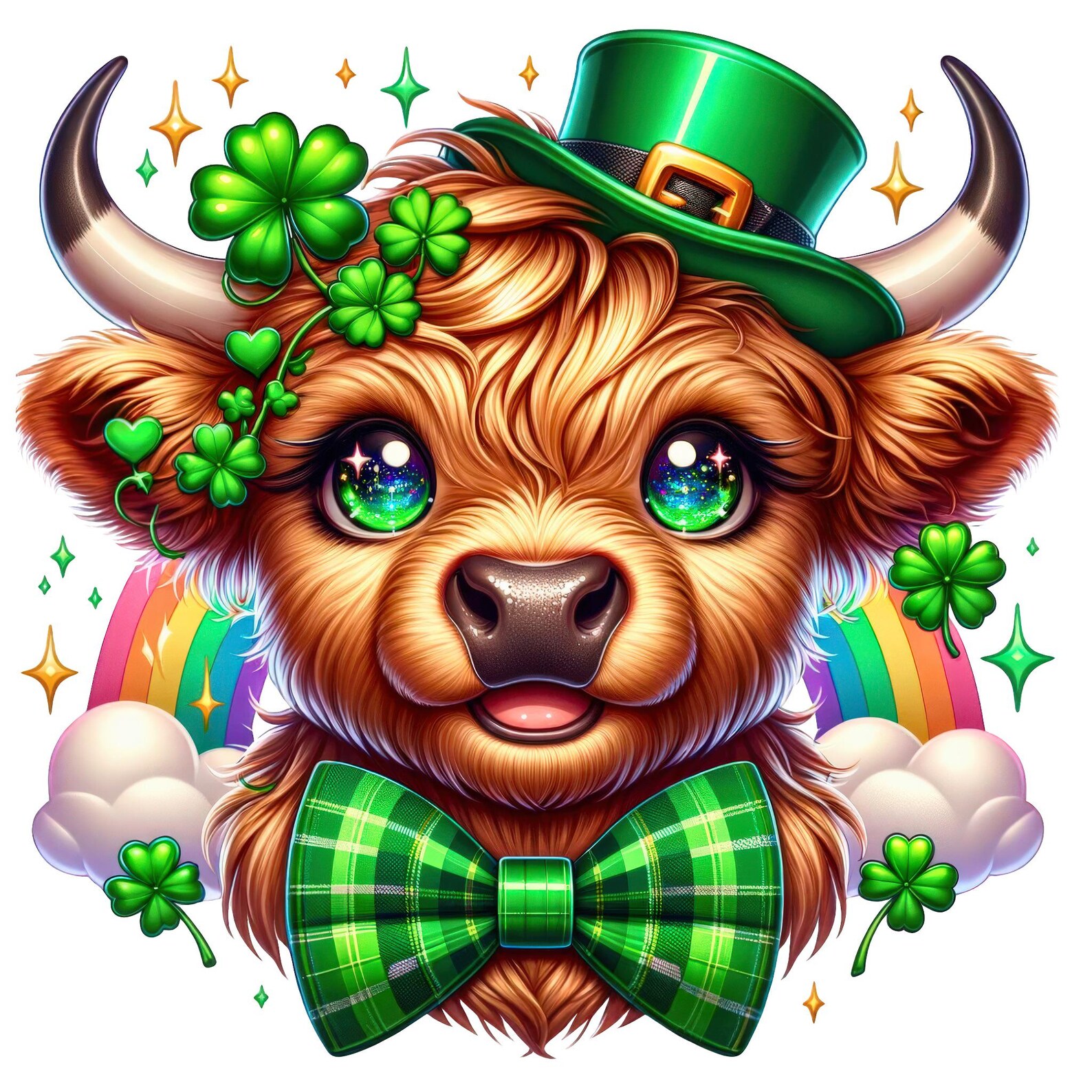 St Patricks Highland Cow Clipart: Irish Cow 12 PNG Bundle (digital ...