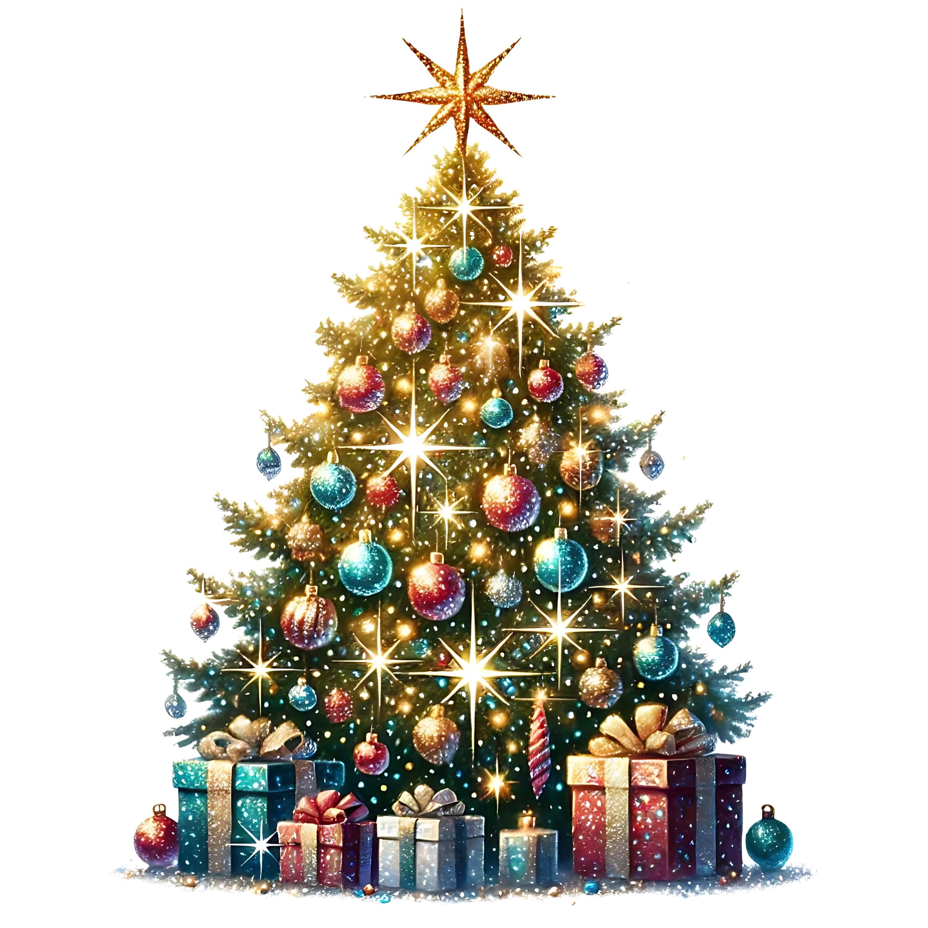 Festive Christmas Tree Clipart Bundle: Holiday Art (12 JPEG, Digital ...