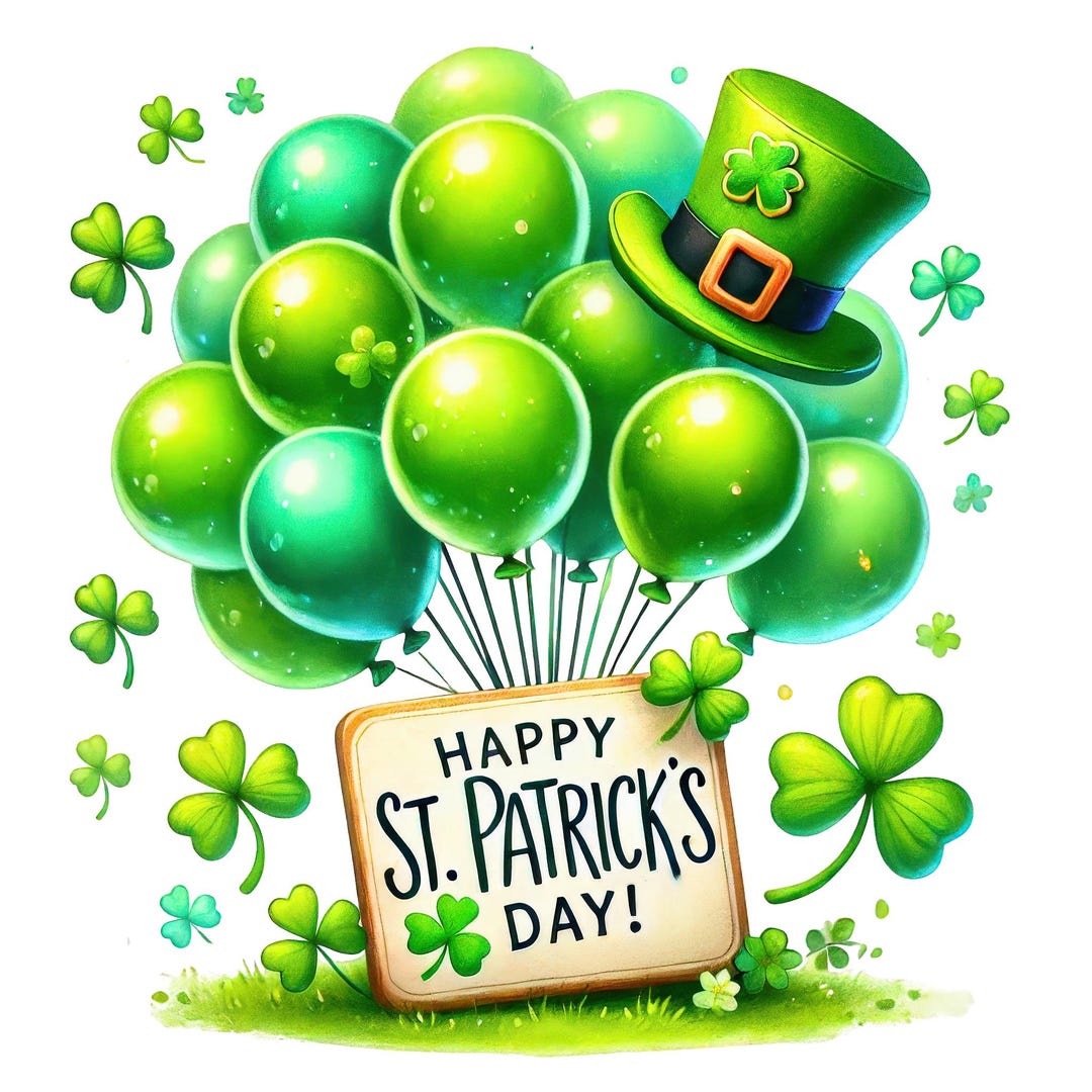Saint Patrick's Day Balloons Clipart | 10 High-quality Designs | Happy ...