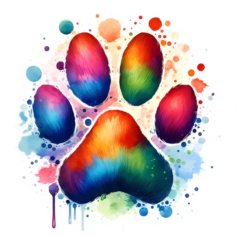 Colorful Paw Print Clipart – Animal Tracks Art (digital Download) Set ...