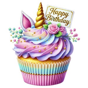 Happy Birthday Cupcake Clipart: Party PNG Bundle (digital Download ...