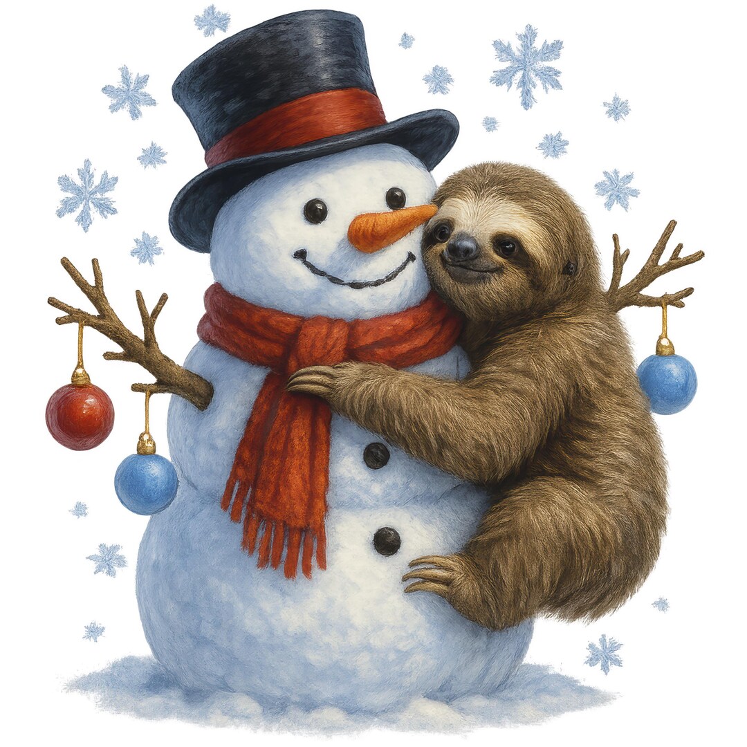 Christmas Sloth Clipart: Holiday Sloth Design (digital Download) 10 PNG ...