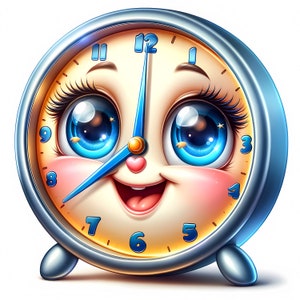 Cute Clock Clipart | 12 High-quality Jpgs | Delightful Cute Clock ...