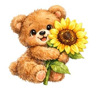 Sunflower Teddy Bear Clipart – Adorable Floral Bear Illustration for ...