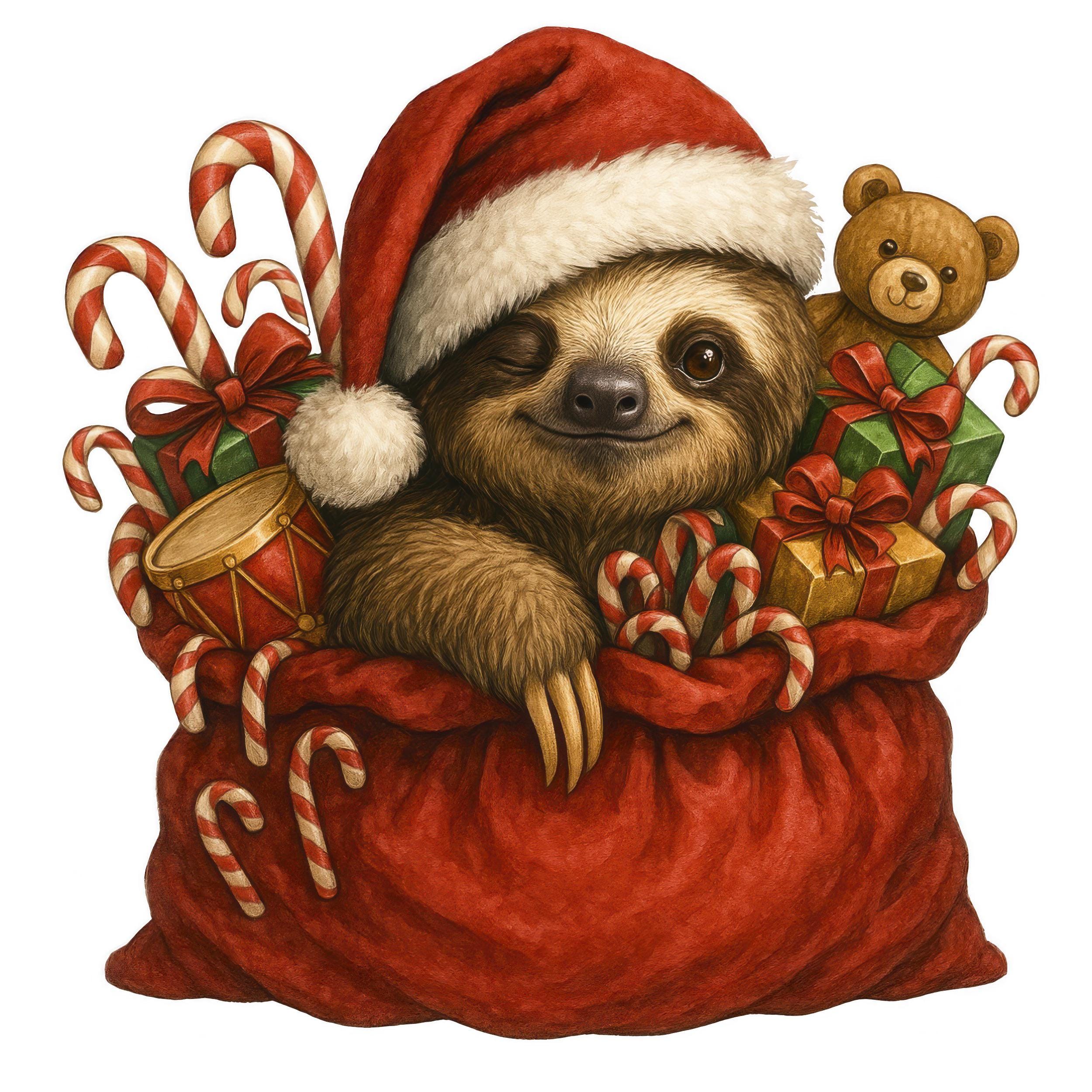 Christmas Sloth Clipart: Holiday Sloth Design (digital Download) 10 PNG ...