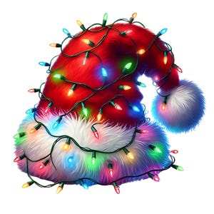 Festive Santa Hat Clipart Bundle: Holiday Art (commercial Use) (12 Jpgs ...