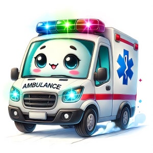 Cute Ambulance Clipart | 12 High-quality Jpgs | Adorable Ambulance ...