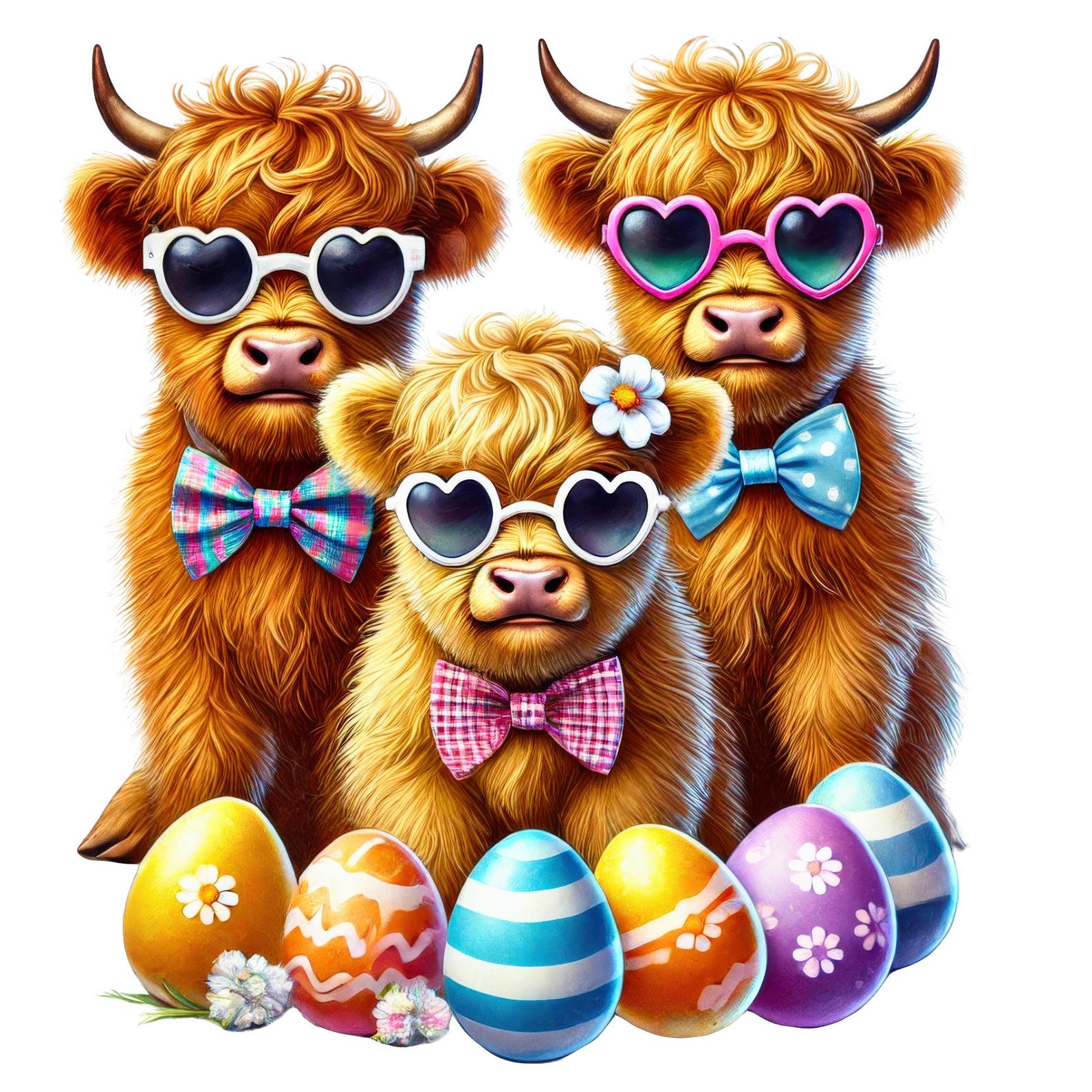 Happy Easter Clipart, 10 High-quality Design, Cute Cow Easter Bundle ...