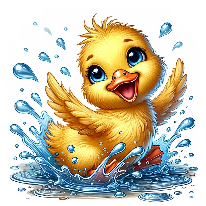 Cute Duck Clipart | Yellow Duck Art Prints (commercial Use) (digital ...