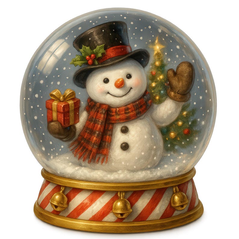 16 Christmas Snow Globe Clipart Bundle: Winter Village PNG (digital ...