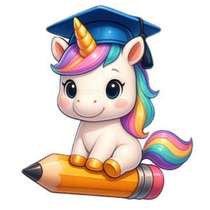 10 School Unicorn Clipart: Back to School PNG Bundle (digital Download ...