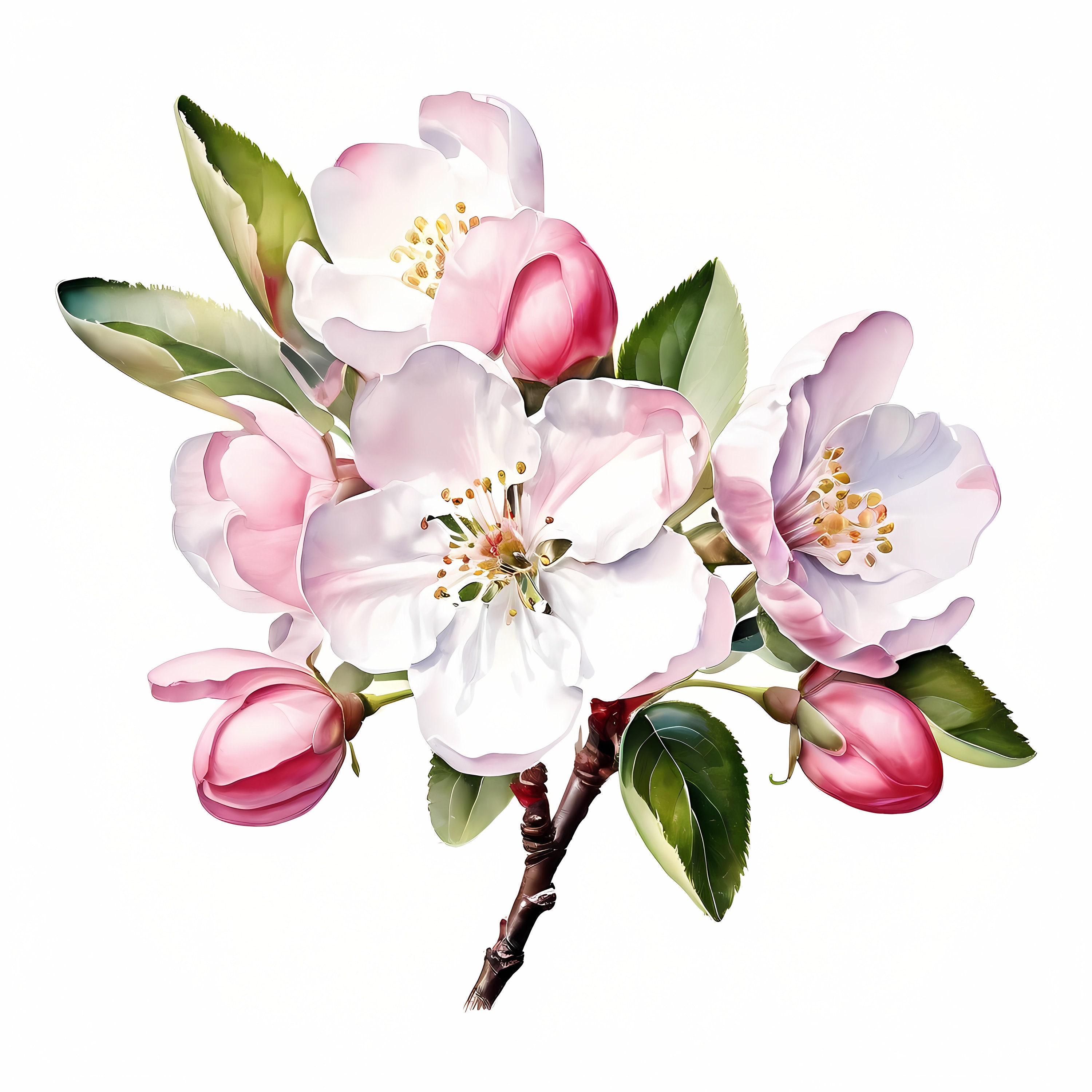 Apple Blossom Clipart 12 High-quality Jpgs Clipart Bundle Wall Art ...