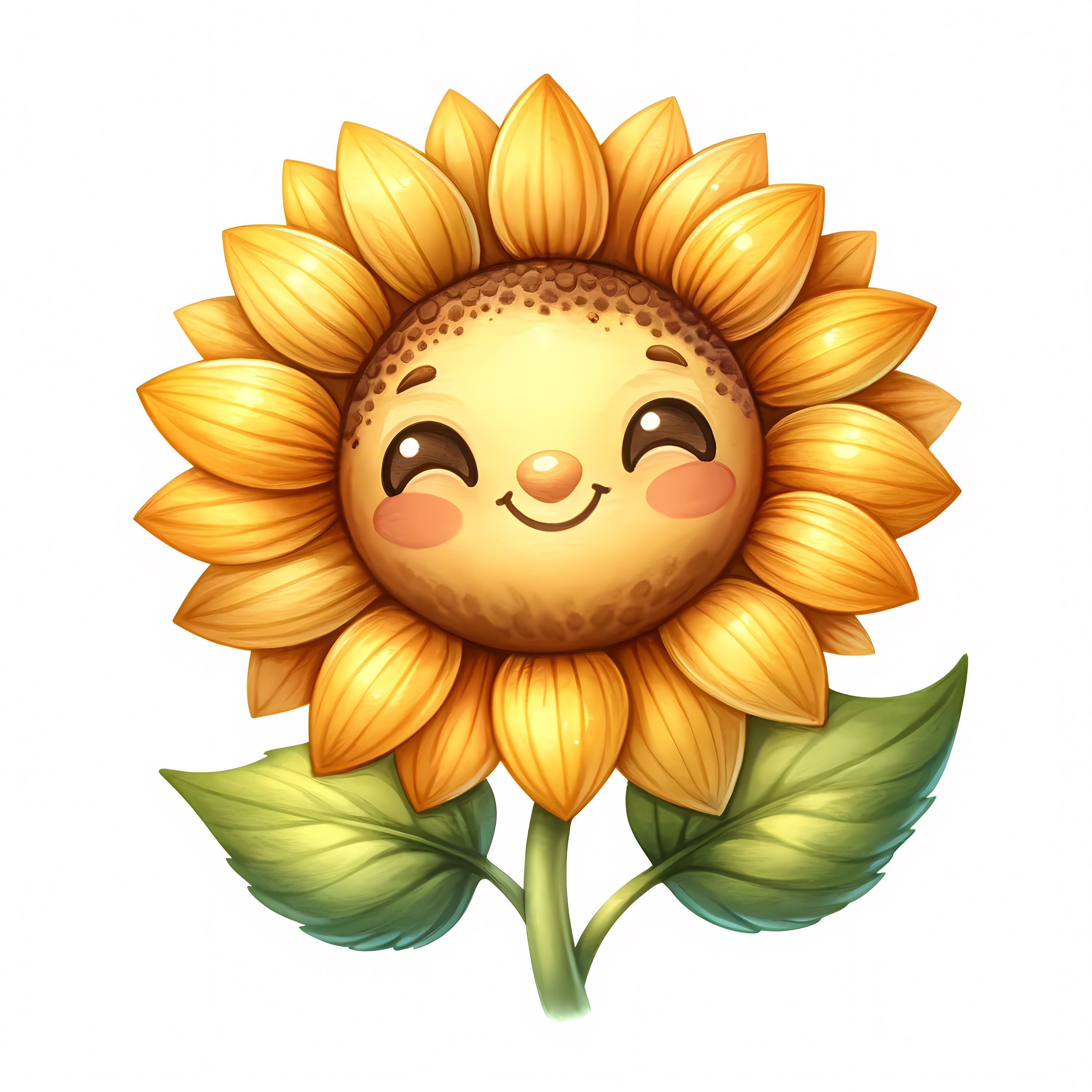 Smiling Sunflower Clipart: Watercolor Charming Sunflower Kids ...