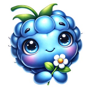 Cute Blue Raspberry Clipart | 11 High-quality Jpgs | Adorable Kawaii ...