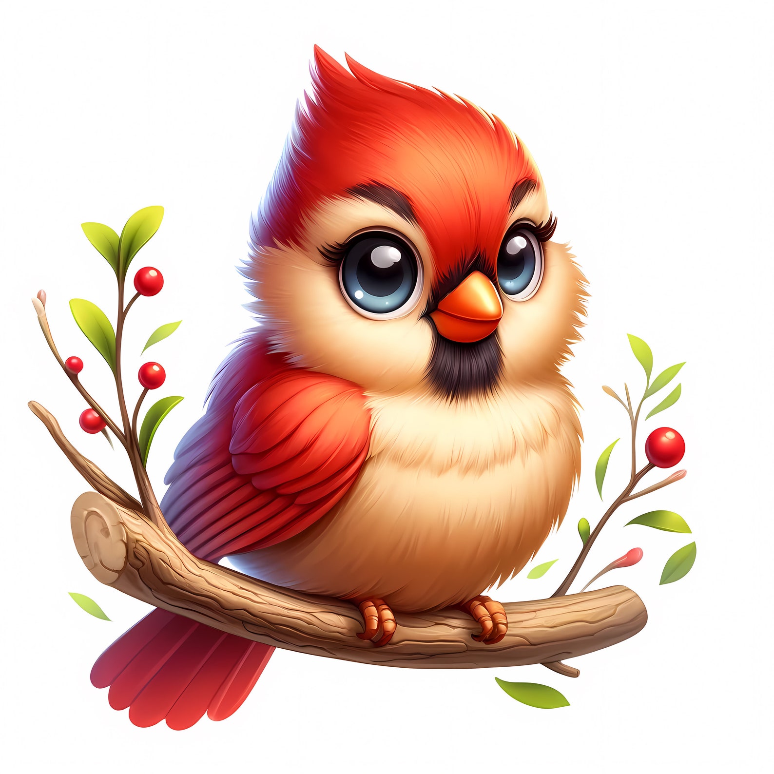Cute Cardinal Clipart Bundle - 10 High-quality Jpgs - Adorable Cardinal ...
