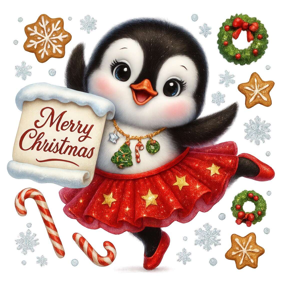 Christmas Penguin Clipart Bundle: Festive Holiday PNG (instant Download ...