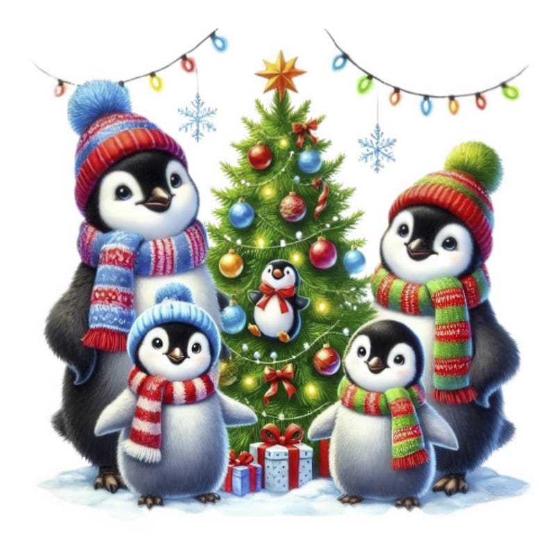 10 Christmas Penguin Clipart: Festive Holiday PNG Bundle (digital ...
