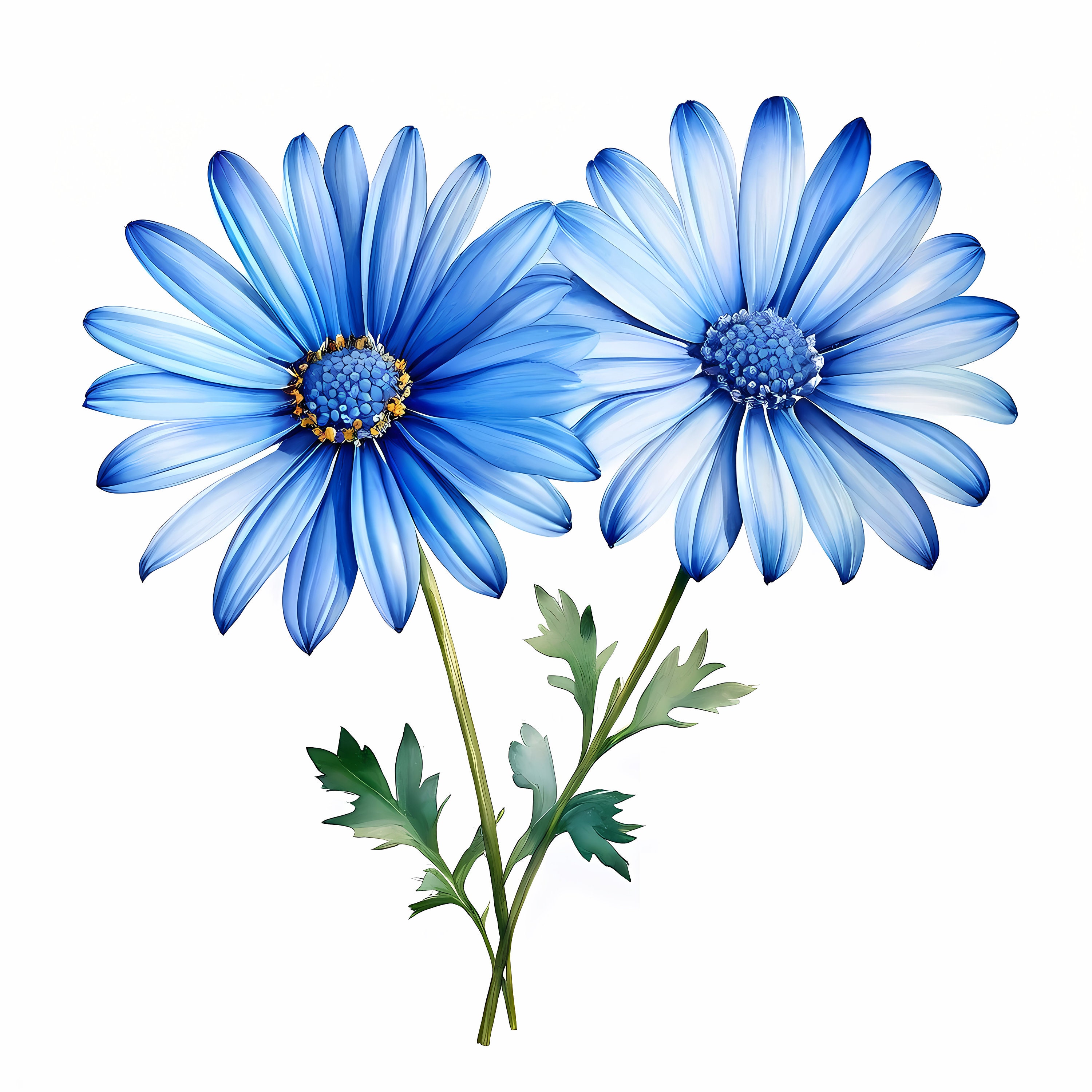 Blue Daisy Clipart 10 High-quality Jpgs Clipart Bundle Wall Art ...