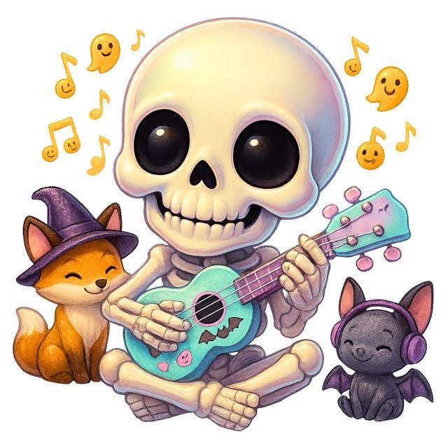Cute Halloween Skeleton Clipart | Spooky PNG Illustration Set (digital ...