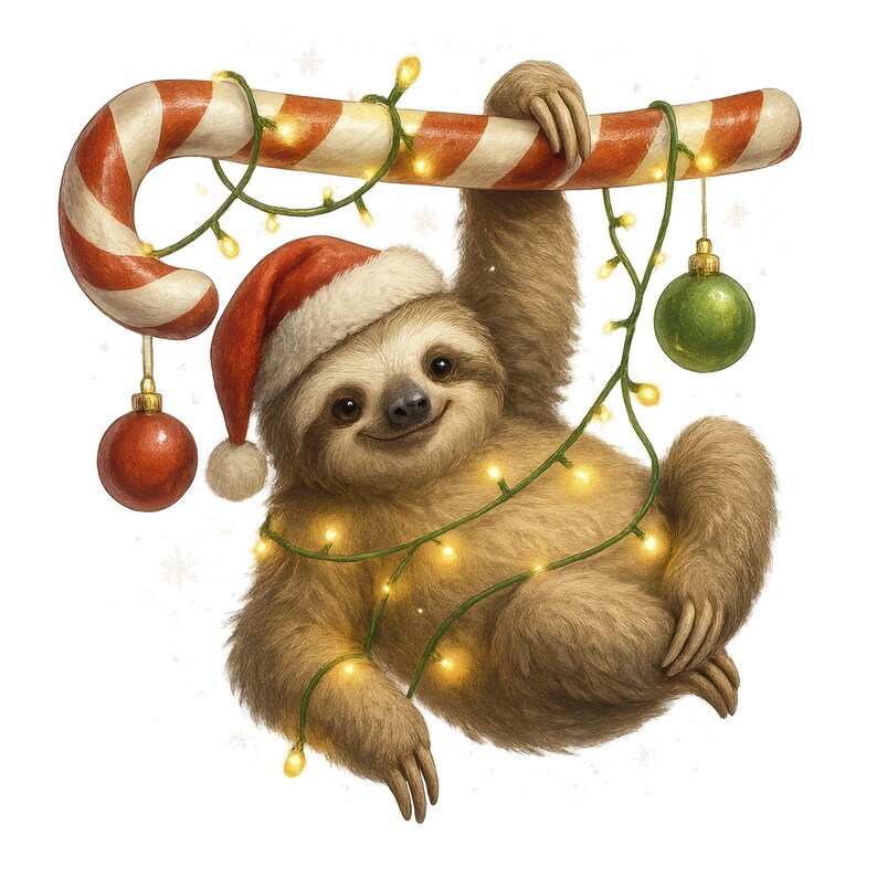 Christmas Sloth Clipart: Holiday Sloth Design (digital Download) 10 PNG ...