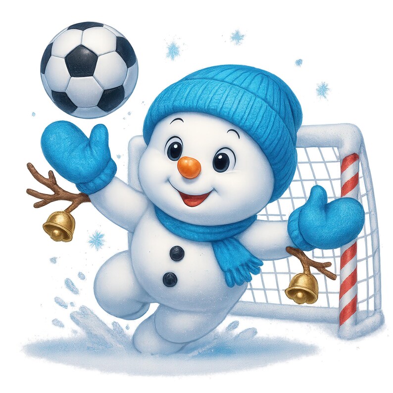 Soccer Snowman Christmas Clipart: Holiday PNG Design (digital Download ...