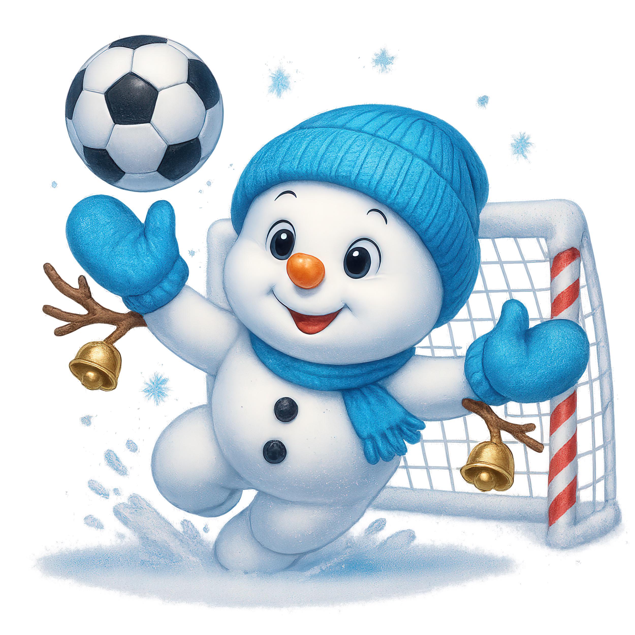 Soccer Snowman Christmas Clipart: Holiday PNG Design (digital Download ...