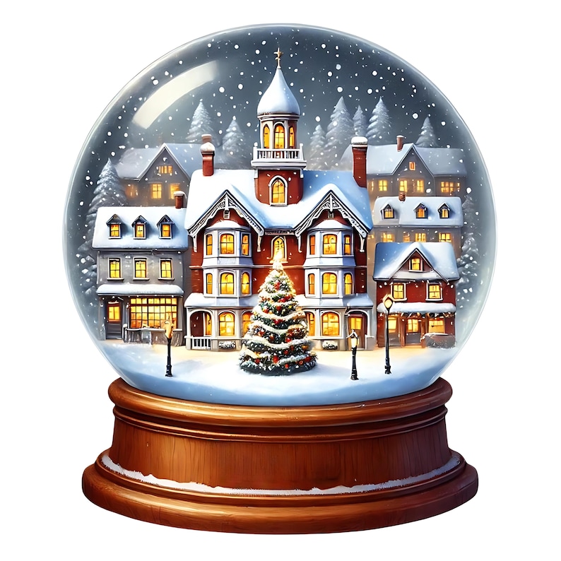 Festive Christmas Snow Globe Clipart: Holiday Art Printables (12 JPG ...