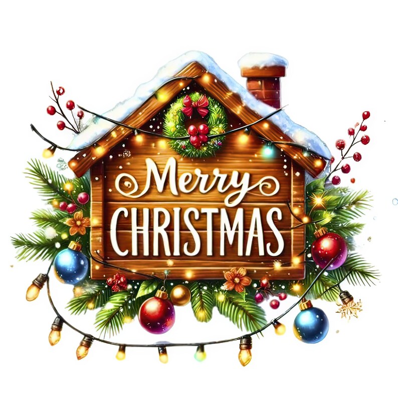10 Merry Christmas Sign Clipart: Festive Holiday Art PNG (digital ...