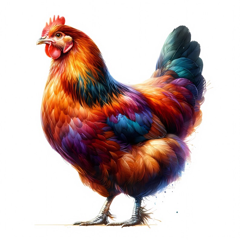 12 Hen Clipart Bundle: Farm Bird Jpgs for Commercial Use (digital ...