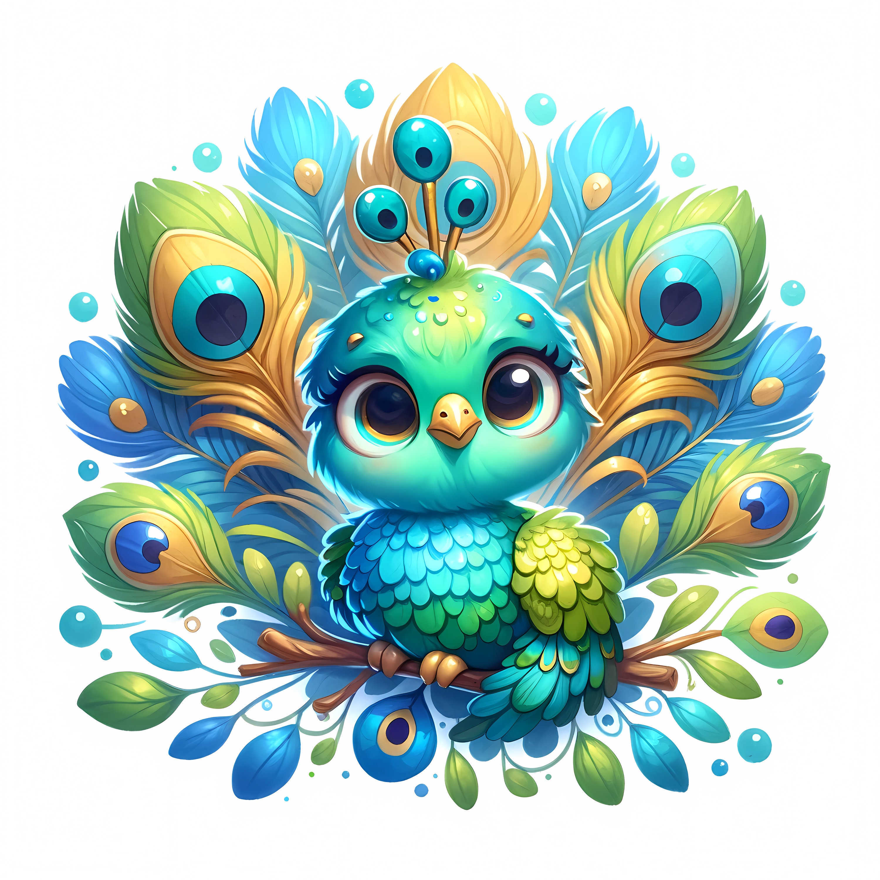 Cute Peacock 10 High-quality Jpgs Colorful Peacock Clipart Bundle Wall ...