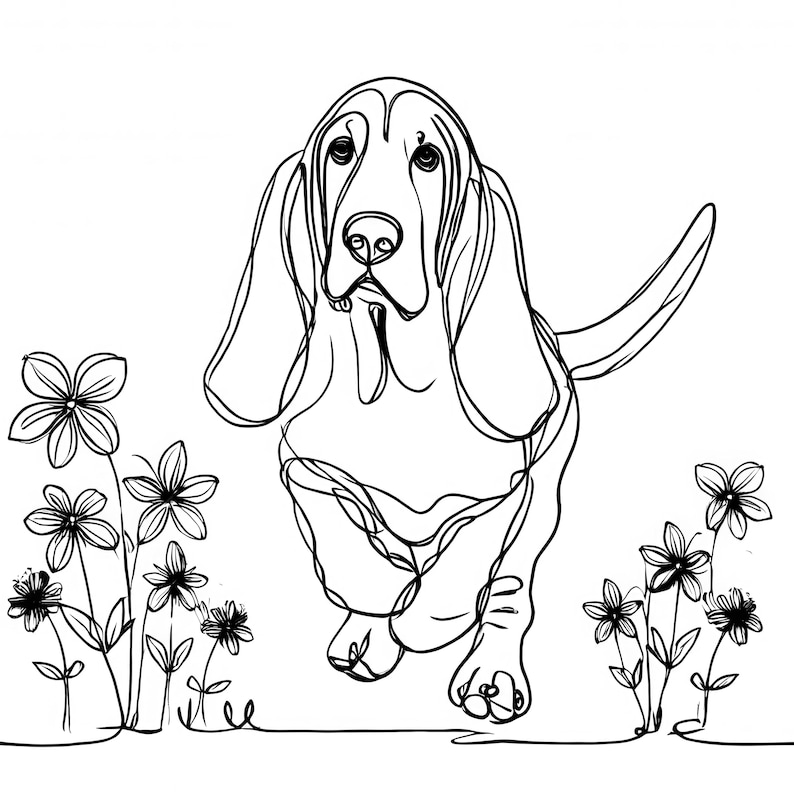 10 Basset Hound Line Art SVG Clipart Bundle: Dog T-shirt Design ...