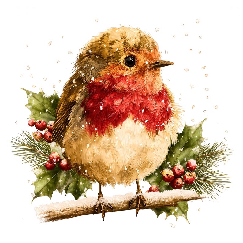 Christmas Robin Clipart: Holiday Bird Graphics (digital Download) 12 ...