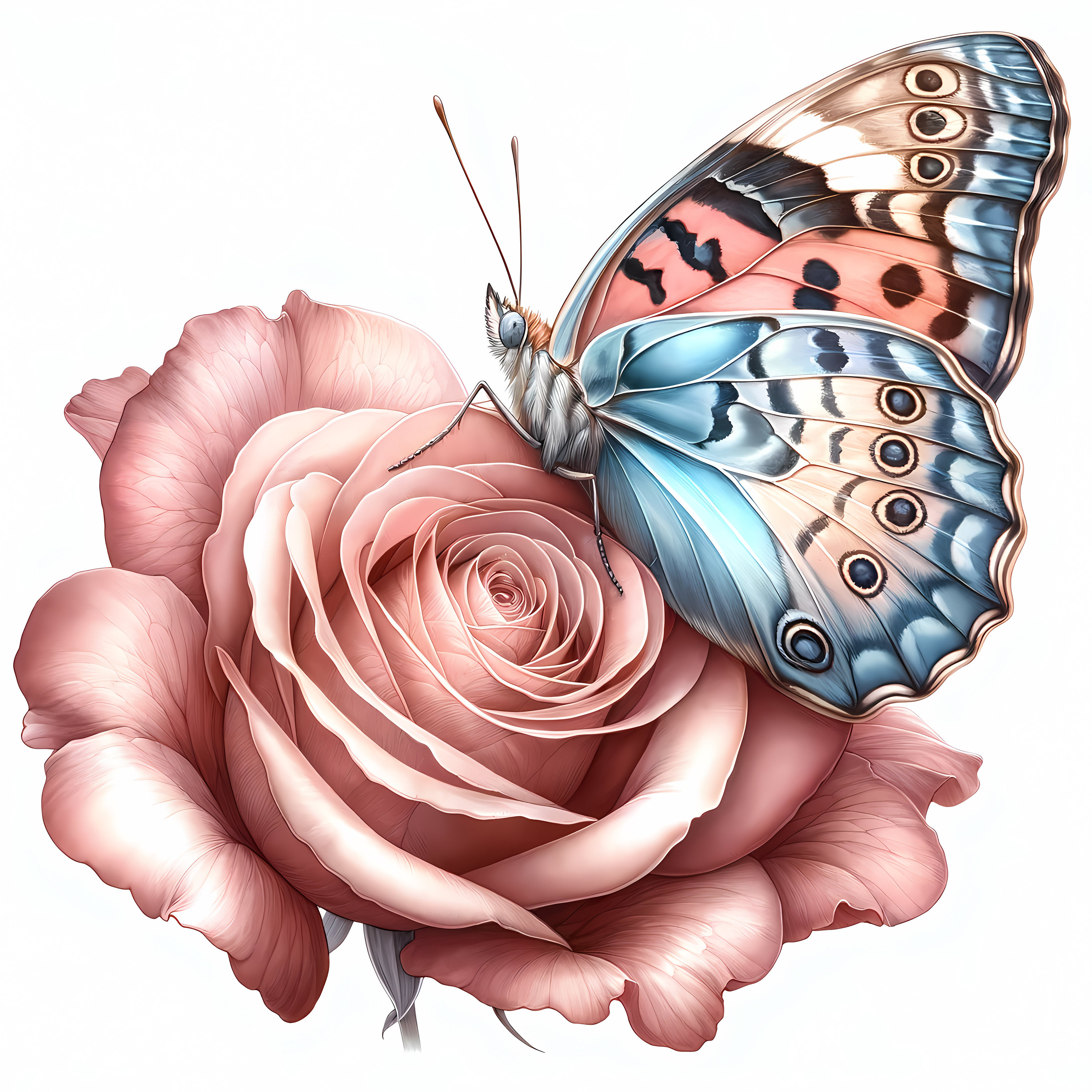 Butterfly on Tulip Flower Clipart | JPG (digital Download - Etsy