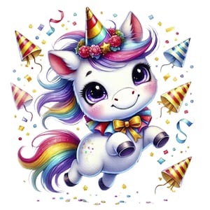 Cute Unicorn Birthday Clipart | High-quality Pngs (digital Download) - Etsy