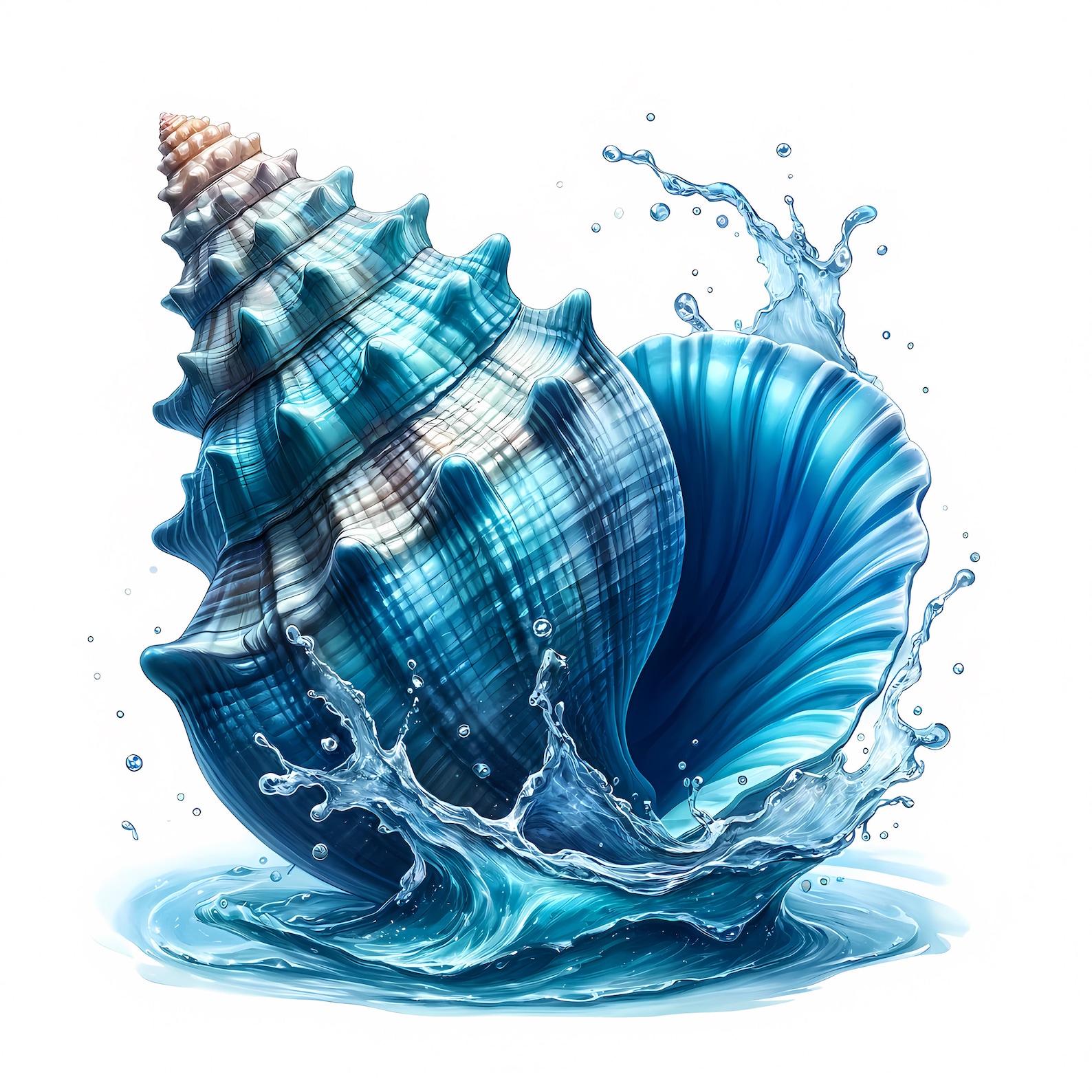 Blue Seashell Clipart: Ocean Theme Digital Art (commercial Use ...