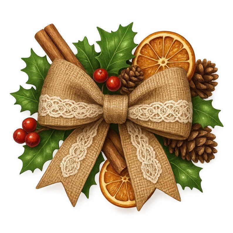 Christmas Bow Clipart Bundle: Festive Red Holiday Bows (digital ...