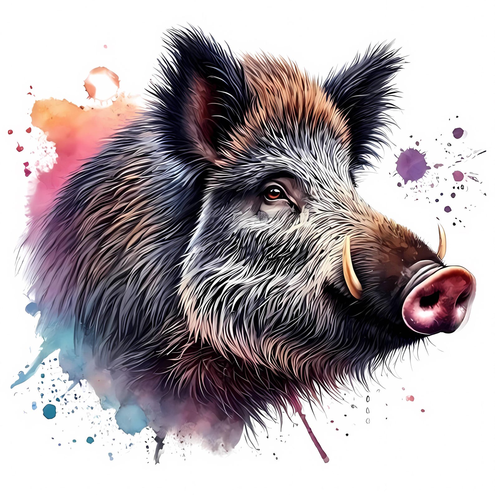 Wild Boar Clipart: Wildlife Art Images (12 JPG, Digital Download ...