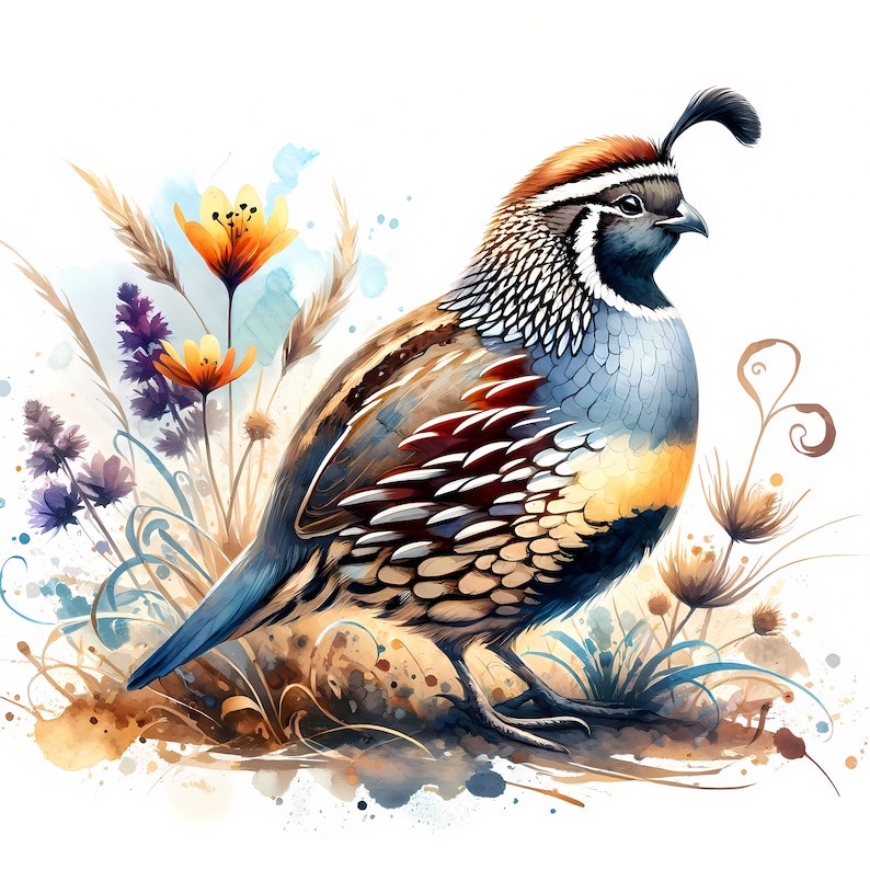Quail Bird Clipart - 10 High-quality Jpgs - Elegant Quail Bird Clipart ...