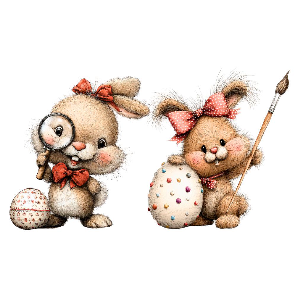 Whimsical Bunny Easter Clipart: Spring Rabbit Graphics, Digital ...