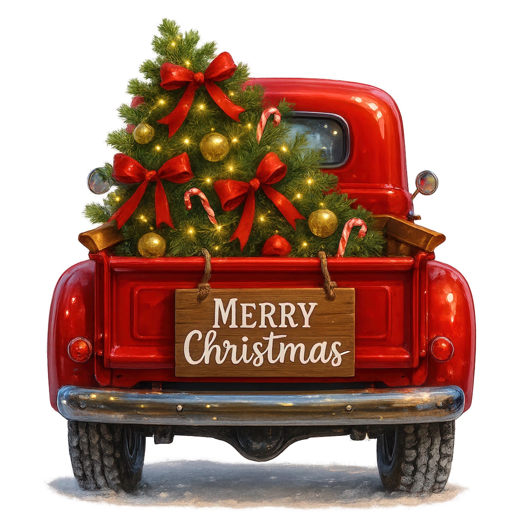Vintage Christmas Truck Clipart: Festive Holiday PNG (digital Download ...