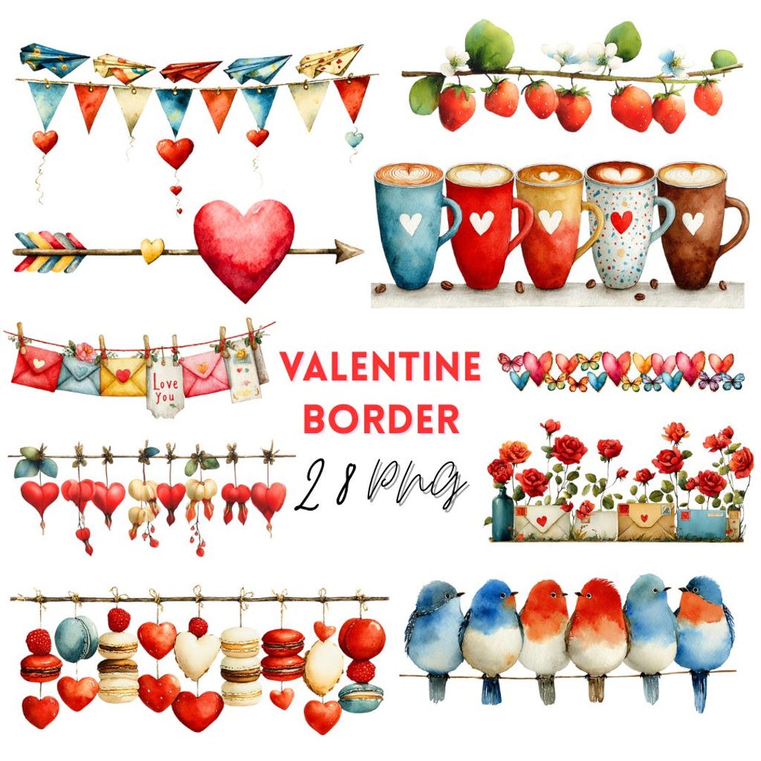 Valentine Border Clipart | Valentine's Day Borders Graphics | Digital ...