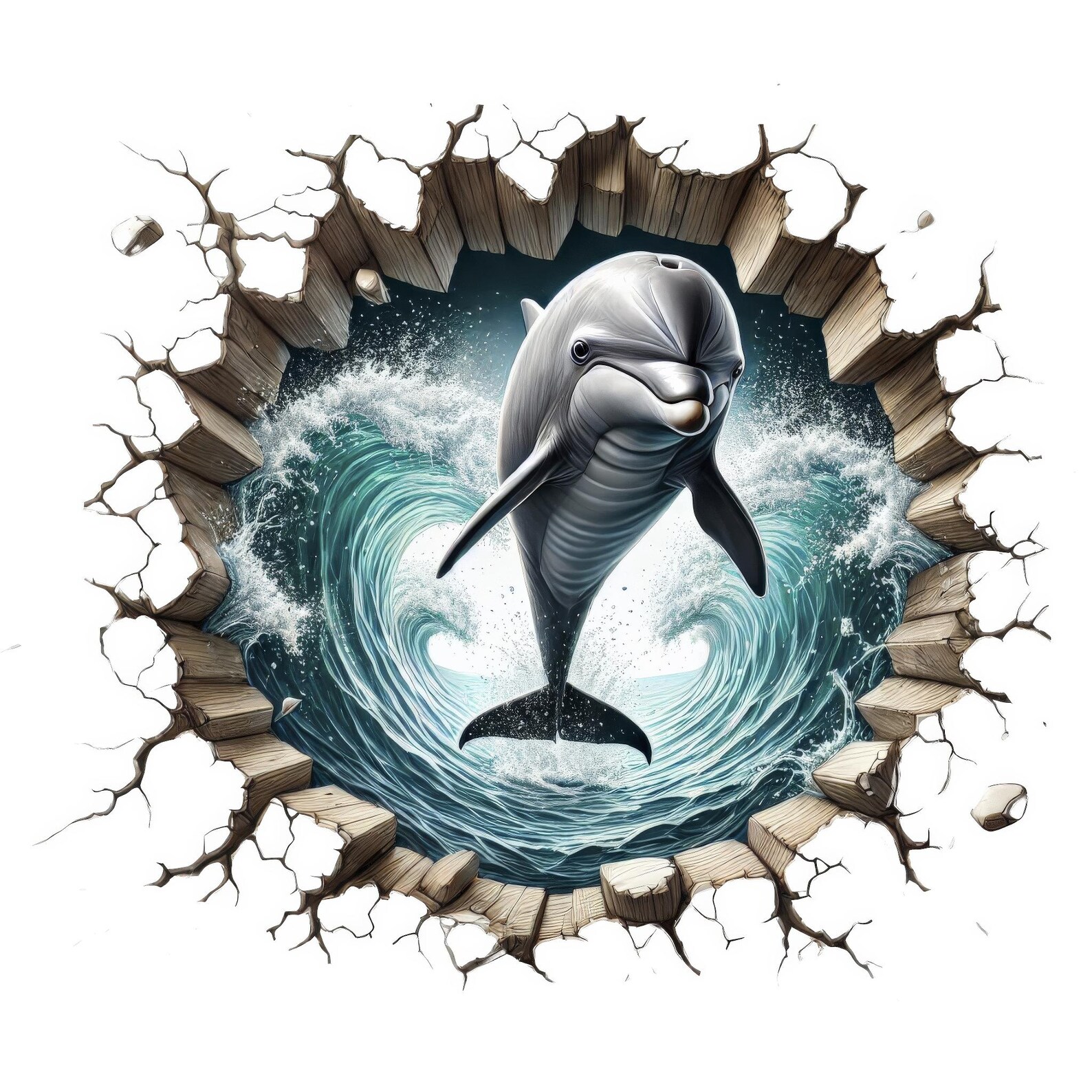 3D Dolphin Clipart: Leaping Dolphin, Coastal Wall Art (digital Download ...